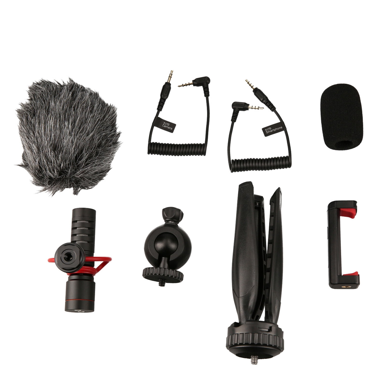Smartphone Camera Microphone Kit with Super-cardioid Condenser Shotgun ...