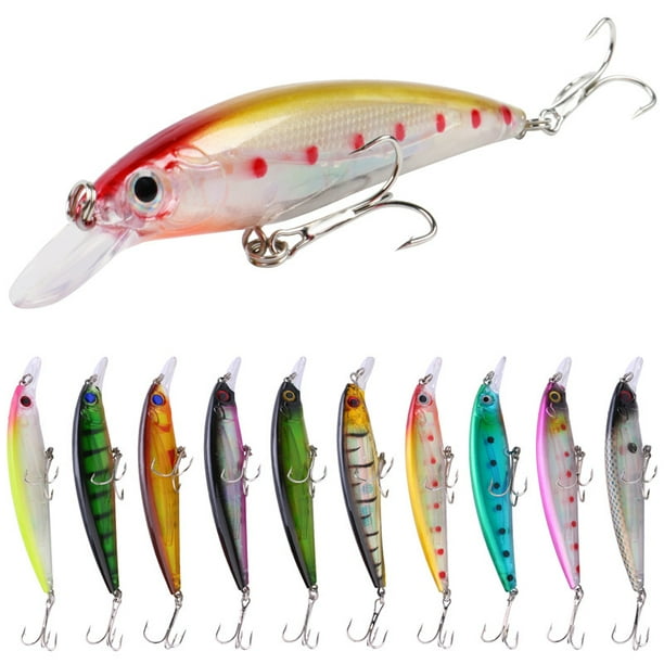 Sougayilang 10 Pack Minnow Fishing Lure Fishing Wobblers Crankbait Minnows Hard Baits - Walmart.com