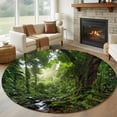 7ft Round Rug Green Forest Area Rugs for Living Room Bedroom Washable ...