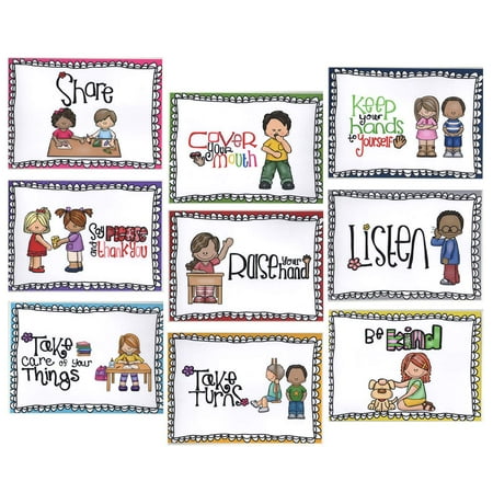 9 Packs A4 Size Class Rules Posters - A4 Size Classroom Rules Behavior ...