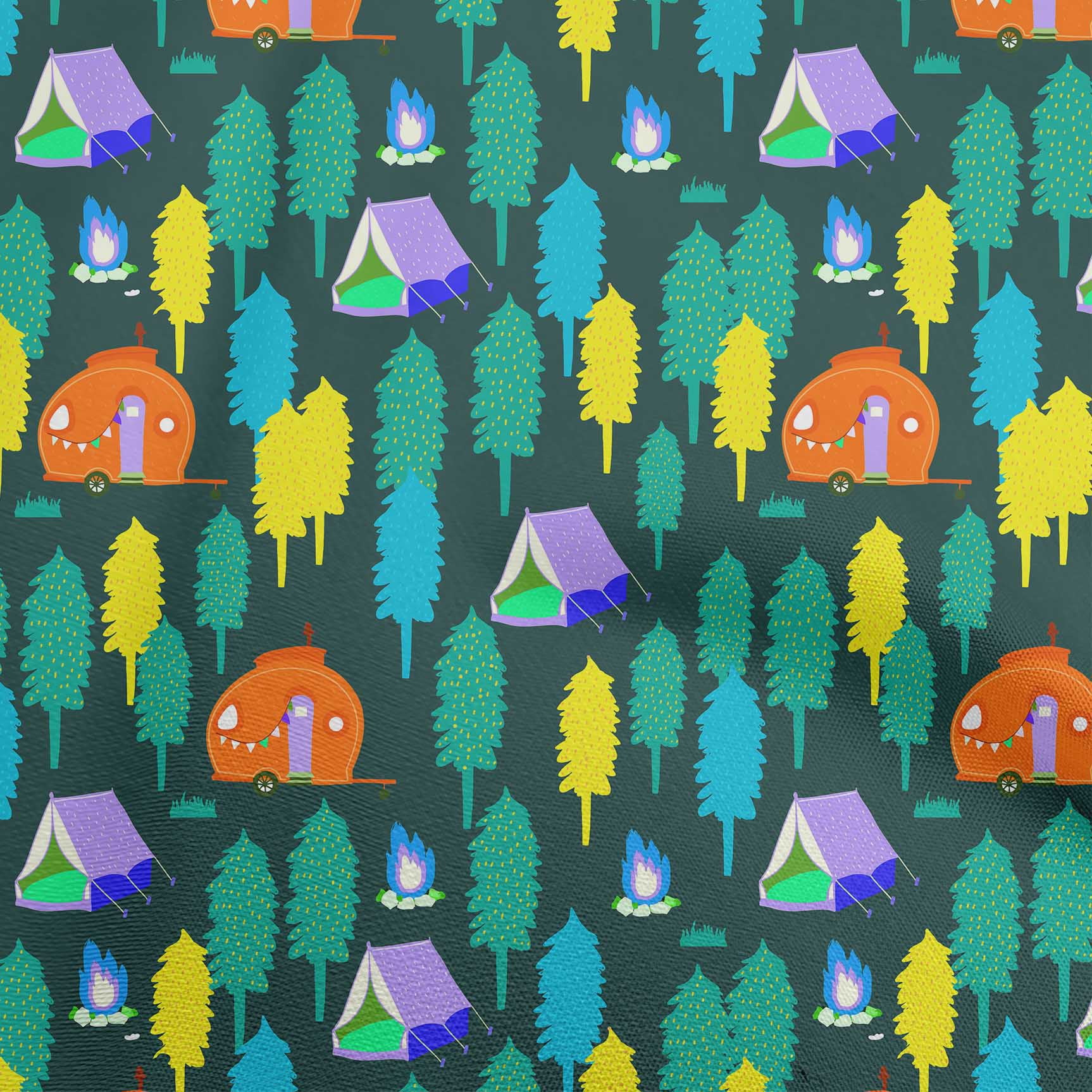 oneOone Silk Tabby Teal Green Fabric Camping Sewing Craft Projects ...