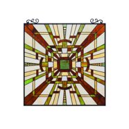 CHLOE Tiffany-glass featuring Gathering Birds Window Panel 32x20 ...