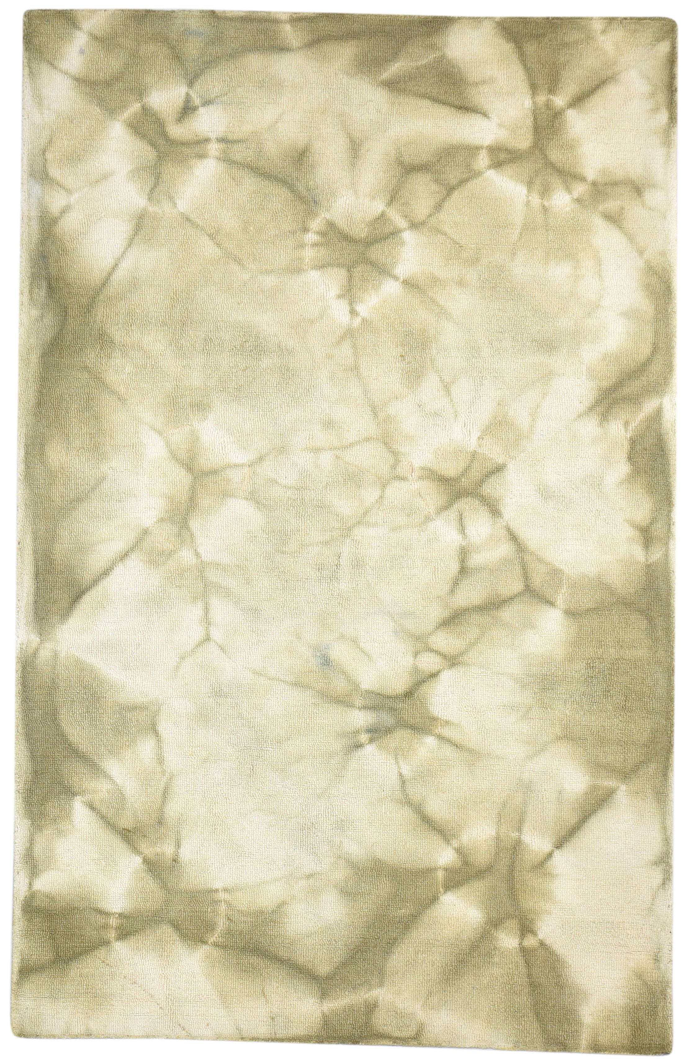 Hand Tufted Green Wool Rug 5' X 8' Modern Shibori Tie Dye Room Size ...