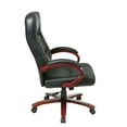 Office Star Leather High-Back Chair with Cherry Wood Finish, Black ...