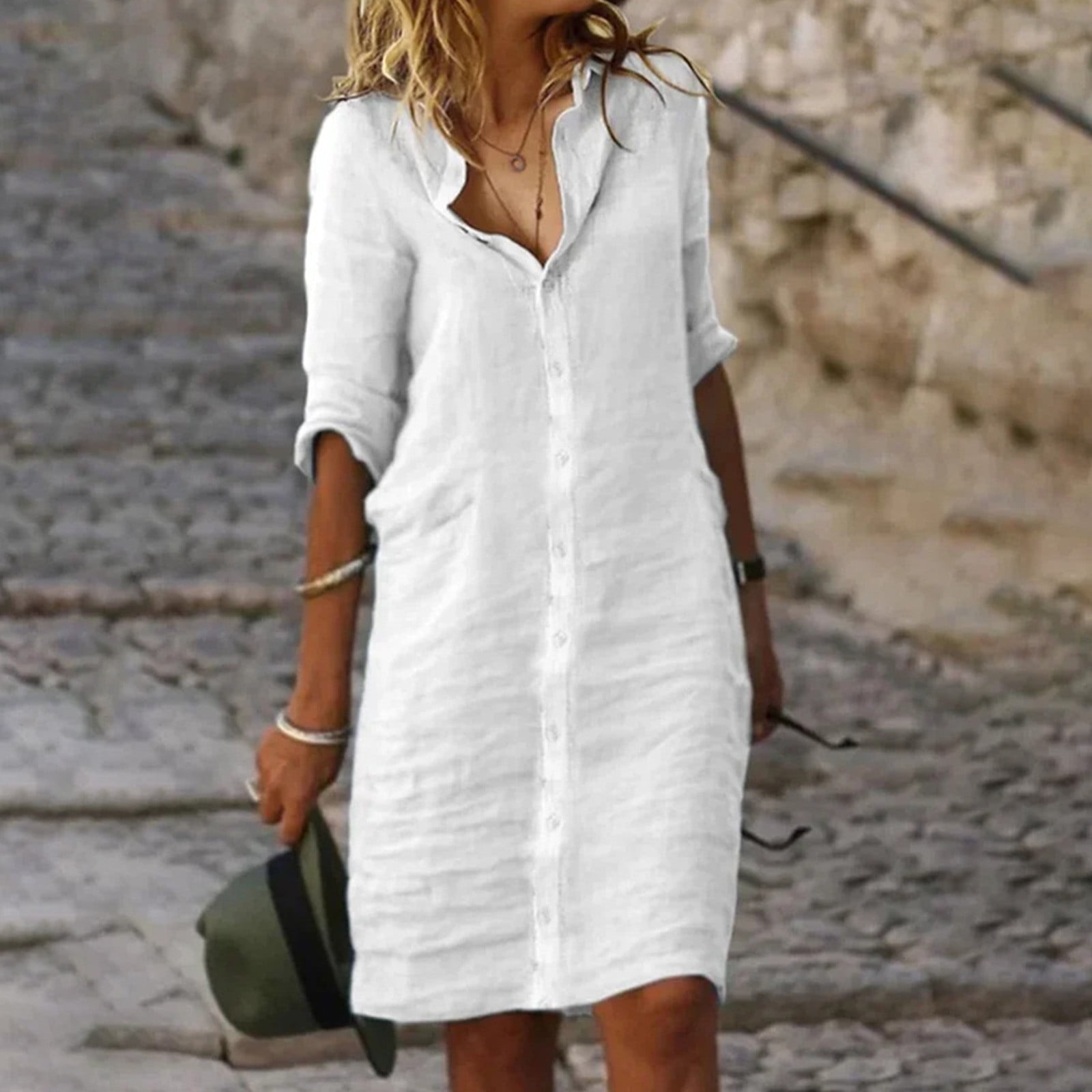 Click here for Wiyuqeen Womens Button Down Cotton Linen Shirt Dre... prices