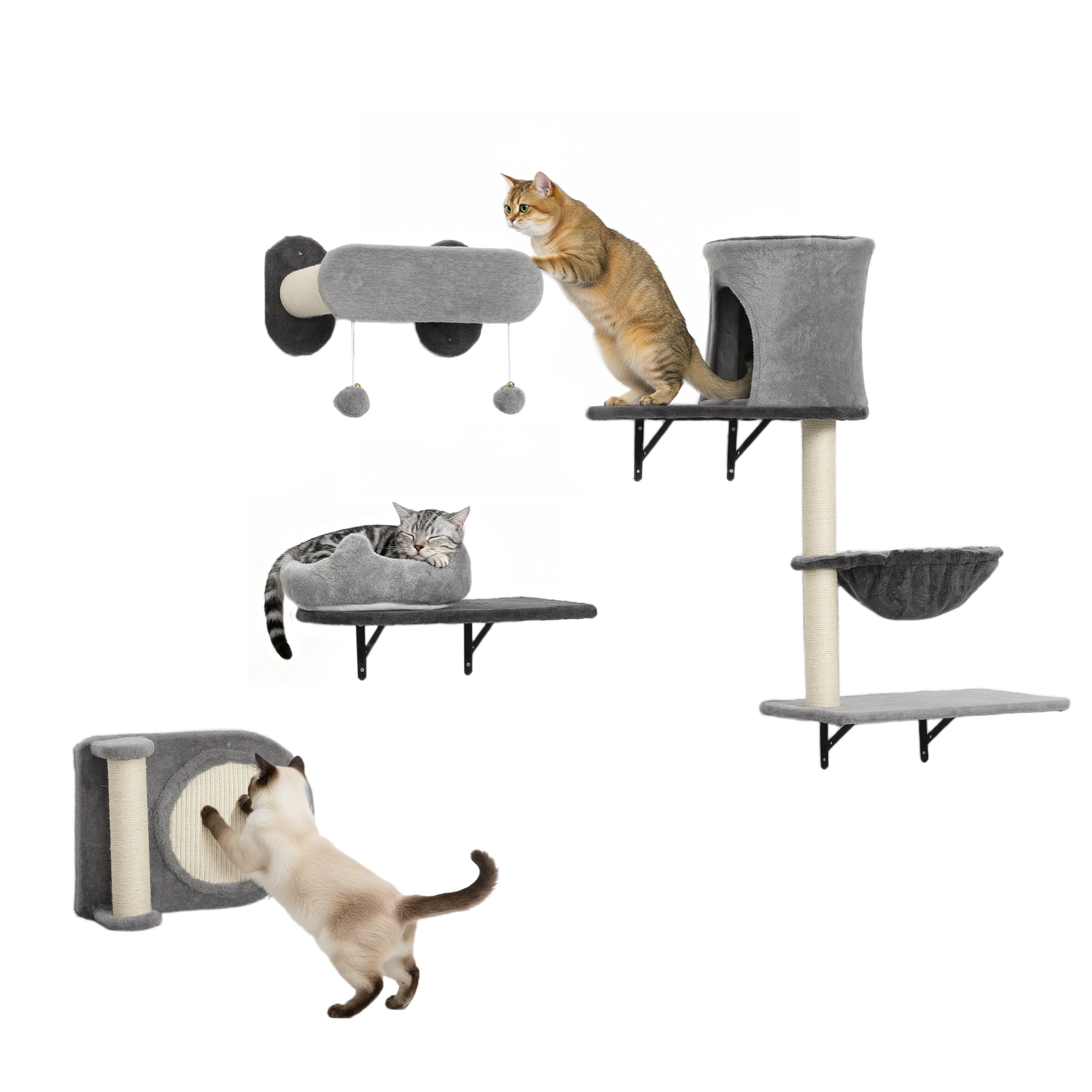Click here for Pawhut 4pcs Cat Wall Shelves  Cat Wall Furniture S... prices