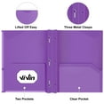 Vivin 6 Pack Heavy Duty Pocket Folder With Prongs Two Pockets Plastic Folder With Clear Front