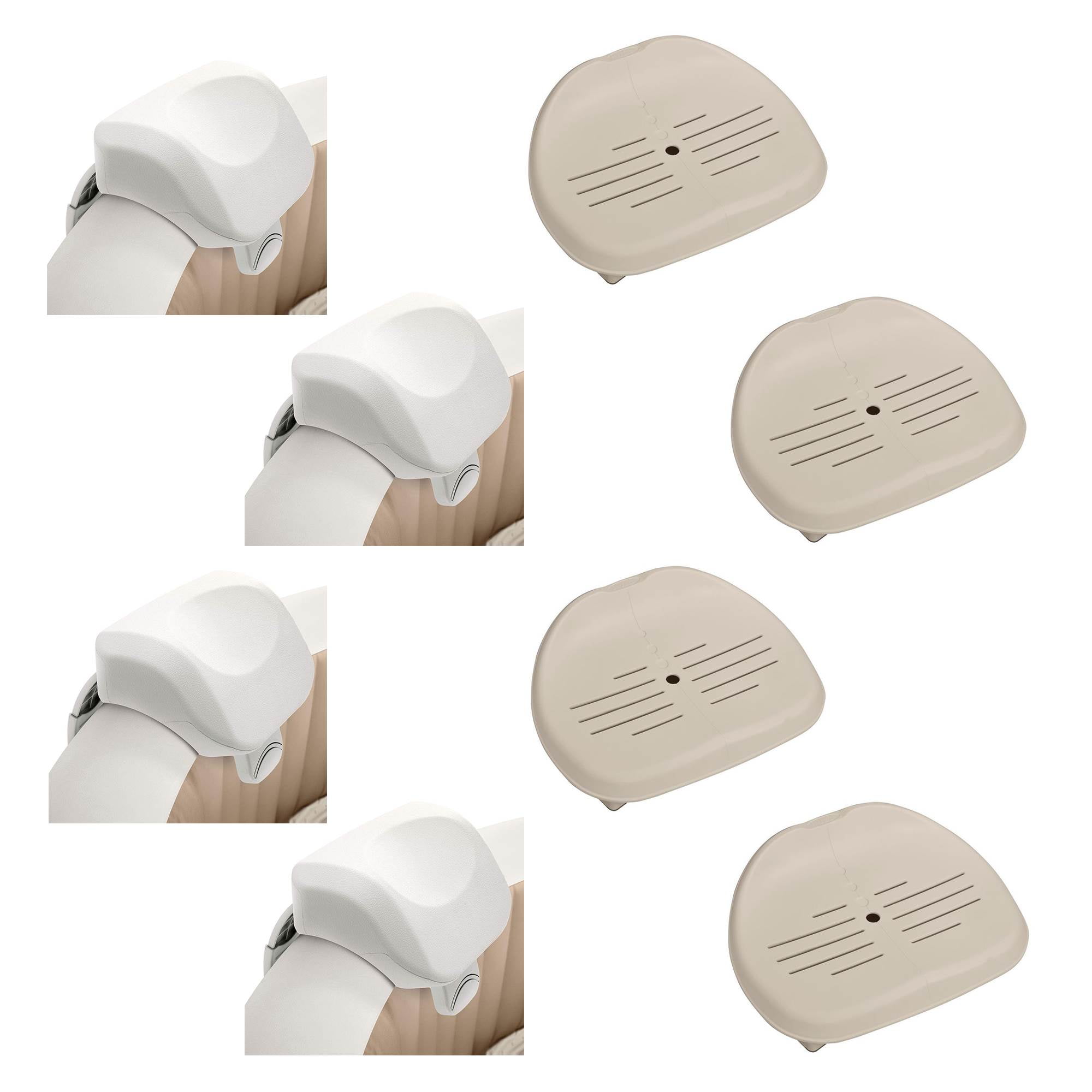 Intex 28505E PureSpa Foam Headrest (4 Pack) & Intex 28502E Hot Tub Seat ...