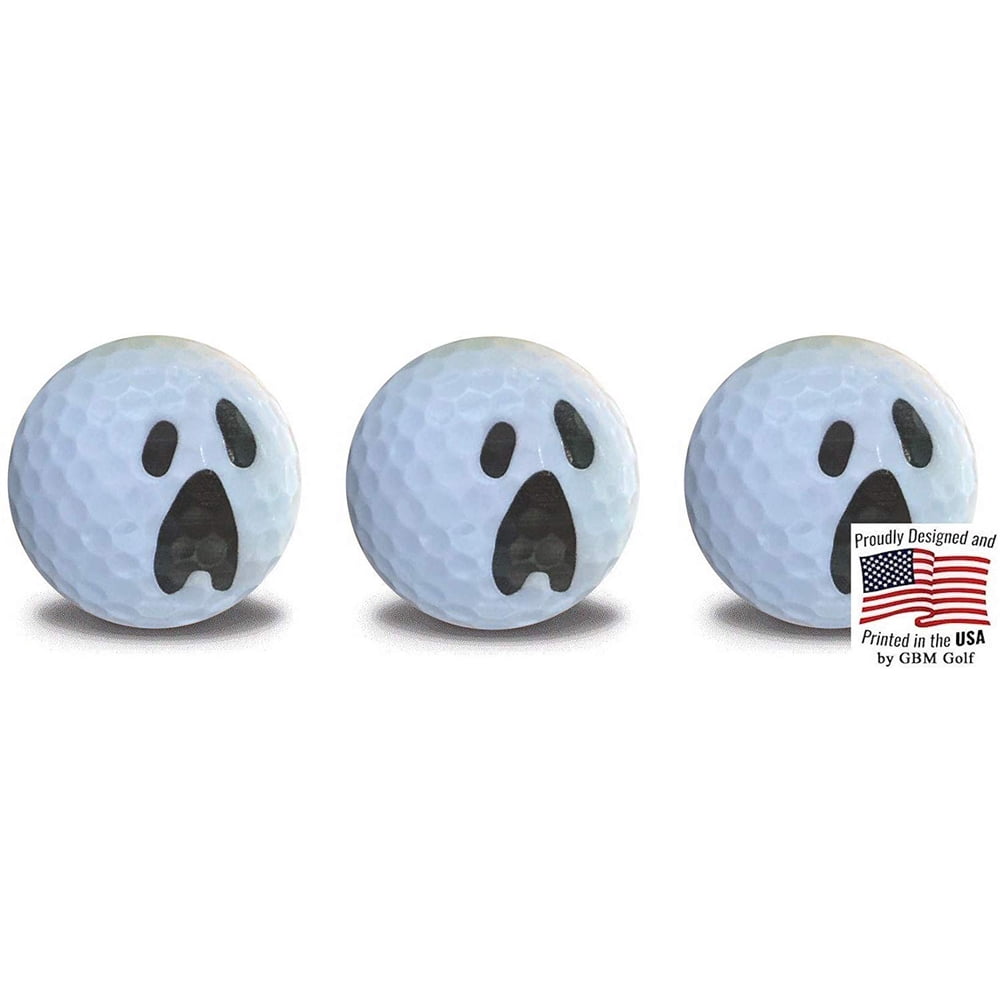 Halloween Ghost Golf Balls – 3 Ball pack - Frightening Novelty Print ...