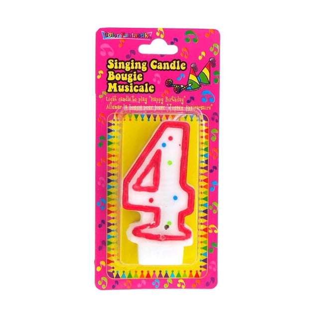 Number 4 Singing Birthday Candle, 2-1/2-Inch - Walmart.com