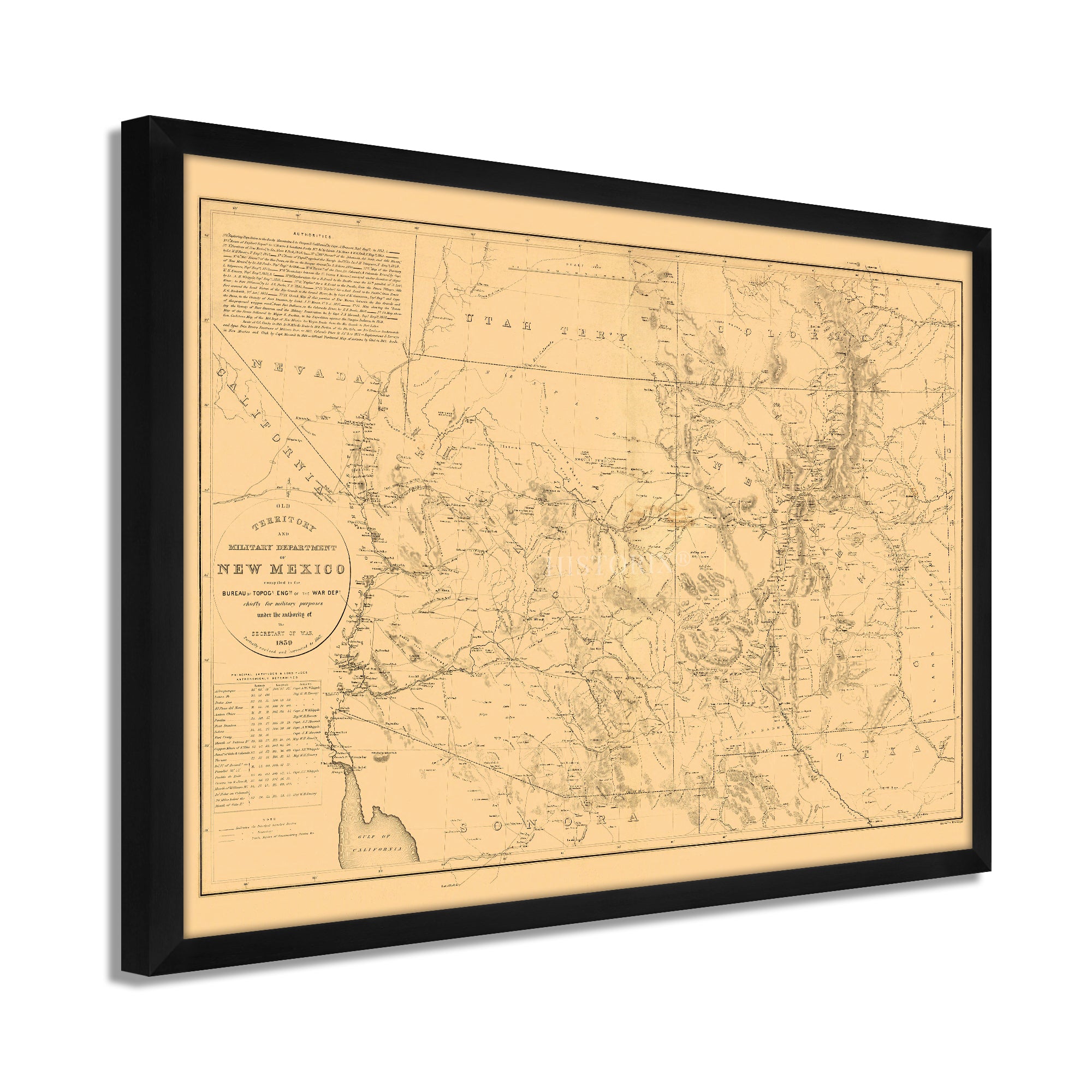 1867 New Mexico State Map - Framed Vintage New Mexico Map - Old New ...