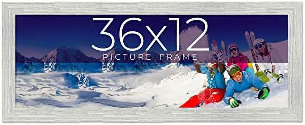 36X12 Frame Barnwood White Solid Wood Picture Frame Width 1.5 Inches ...