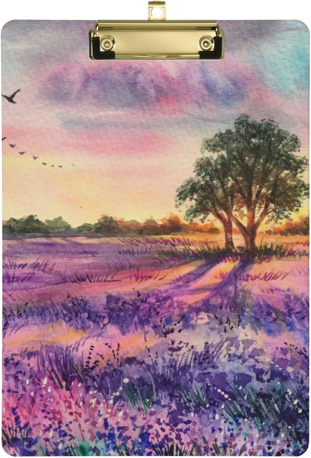 FMSHPON Purple Lavender Field Clipboard Hardboard Wood Nursing Clip ...