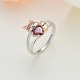 AOBOCO 925 Sterling Silver Fox Ring Cute Fox Holding Birthstone Heart ...