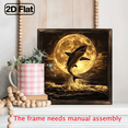 8-inch 2D flat "Moonlight Shark" wooden frame painting, easy to install ...