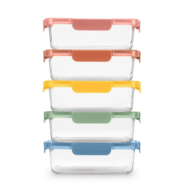 Set de vidrio para preparar comidas Ello Color Lock, 5 tazas, 10 ...