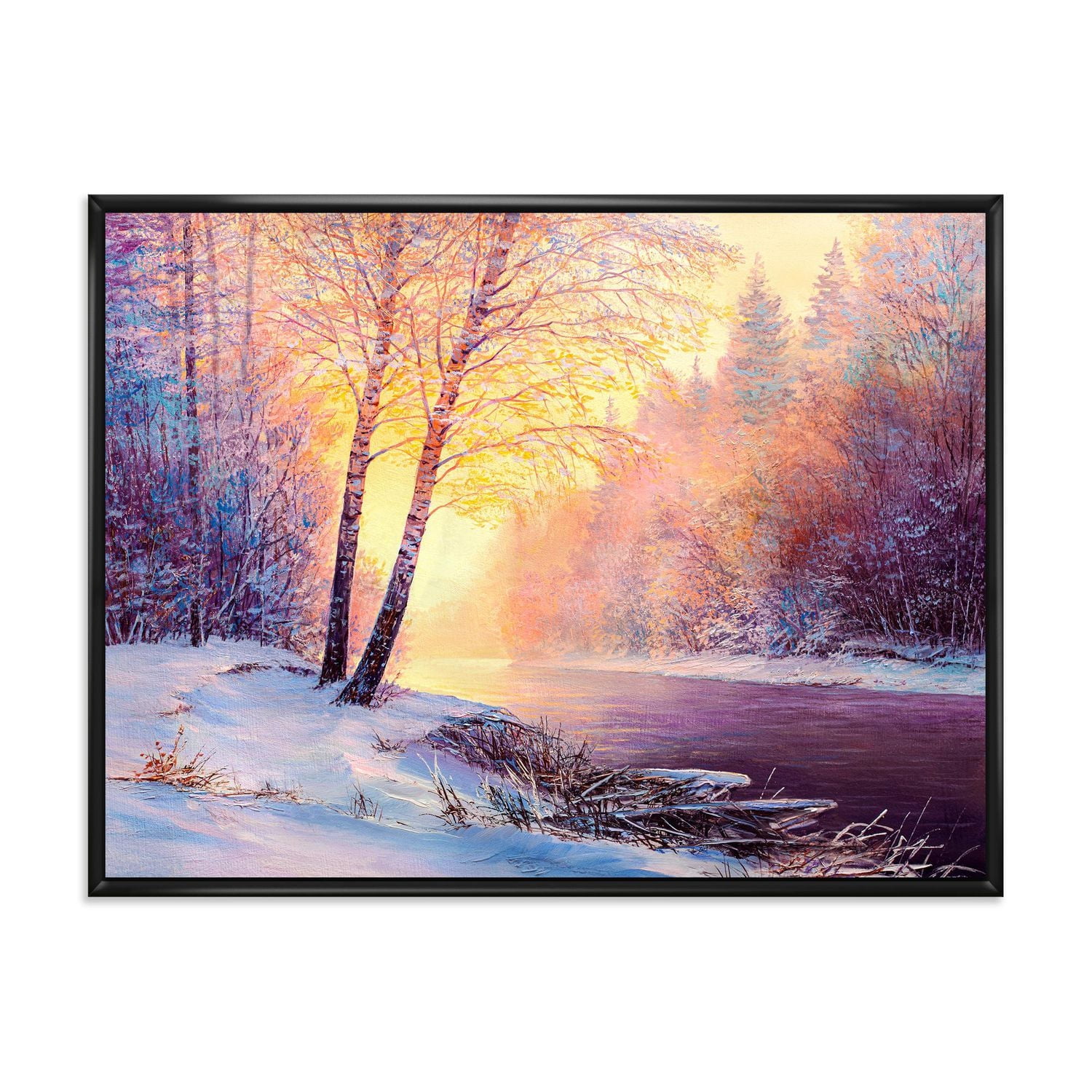Click here for Designart Winter Scenery With Bridge Of Meandering... prices
