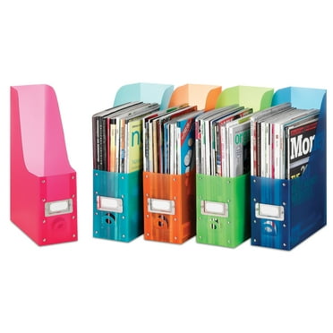 Storex Large Plastic Book and Magazine Bin, Assorted Colors, Set of 5 ...