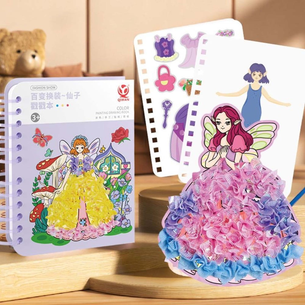 Kids Girls Paste Book Princess Dress Up Toys Educational Children's Fun ...