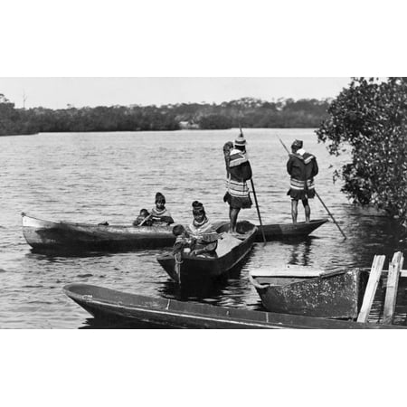 Seminole Canoes, C1904. /Nseminole Men, Women And Children In Canoes On ...
