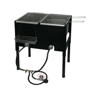 Loco Cookers Outdoor Double Burner Propane Fry Cart with Deep Fryer and ...