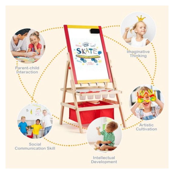 Art Easel for Kids, Height Adjustable Folding Easel Whiteboard with Dry ...