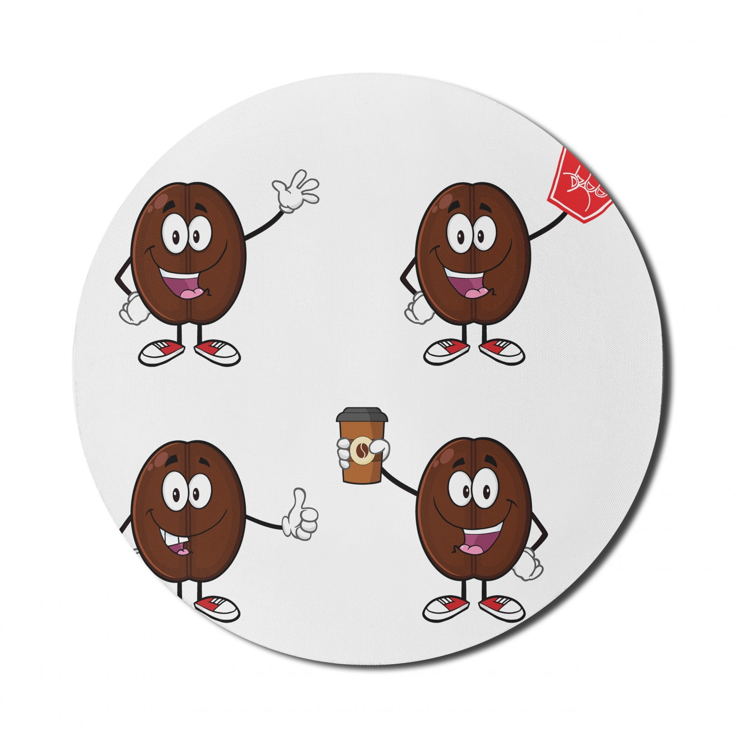Coffee Mouse Pad for Computers, Cartoon Characters Mascots Smiling and ...