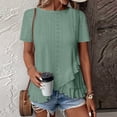 CIENVNSTG Womens Short Sleeve Crew Neck Tee Solid Eyelet Hollow Out ...