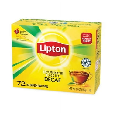 Lipton Decaffeinated Black Tea, 72 Ct Tea Bags for Hot or Iced Tea ...