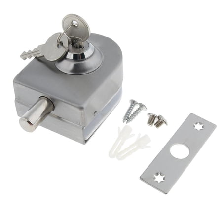 two keys stainless steel single door lock frameless glass door lock ...