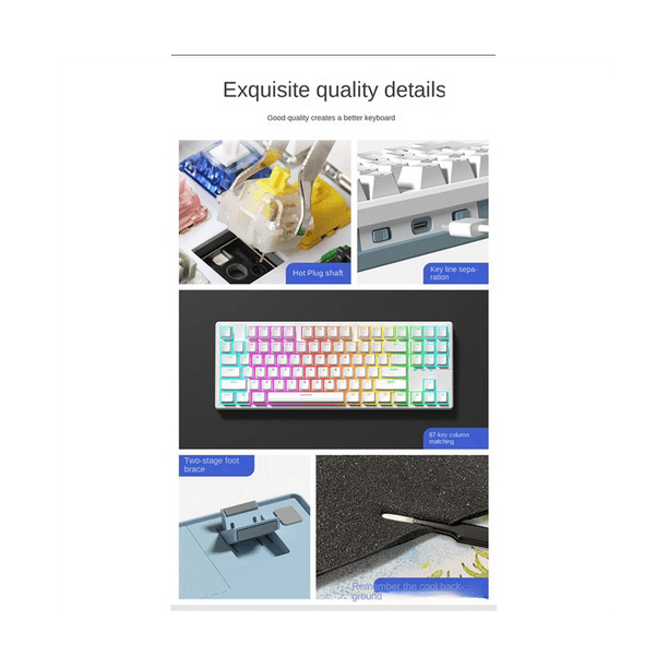 Rgb Three-Mode Wired Mechanical Keyboard 84-Key Hot-Swappable Wired ...