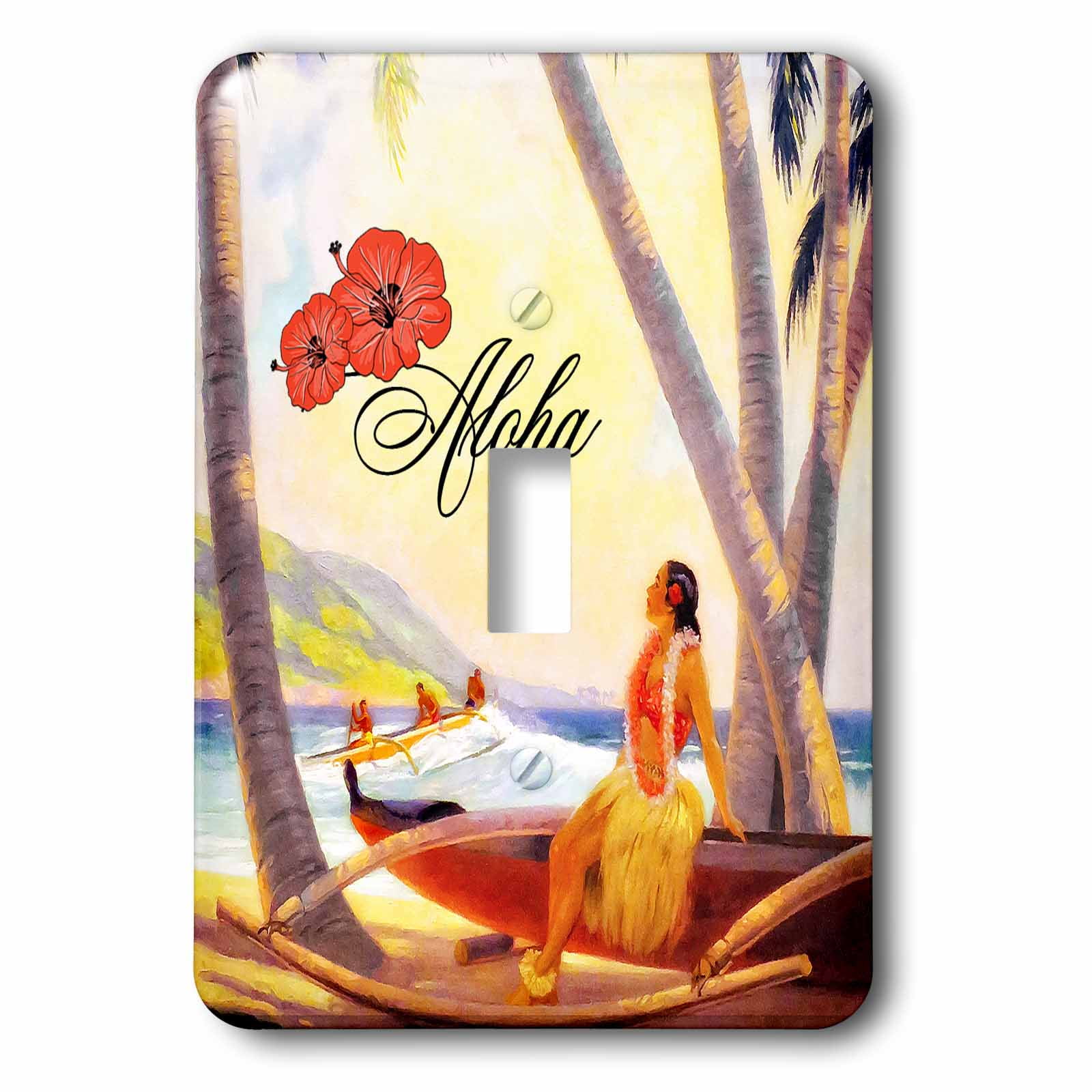 Aloha Vintage Painting Repainted Hawaiian Female Tropical Setting ...