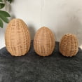 3pc Woven Bamboo Easter Eggs Set - Natural Rattan Wicker Style ...