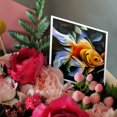 3drose, Cute Orange Fantasy Goldfish in Geometric Style, 6 Greeting ...