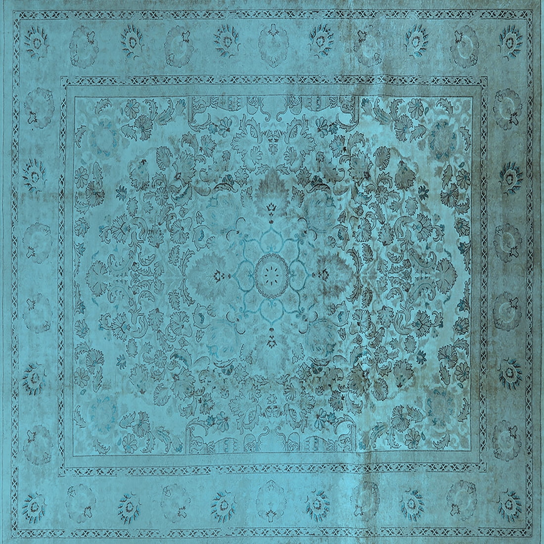 Ahgly Company Indoor Square Oriental Light Blue Traditional Area Rugs ...