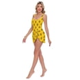 Womens Yellow Flower Pattern Print 2-in-1 Swim Dress Detachable Skirt ...