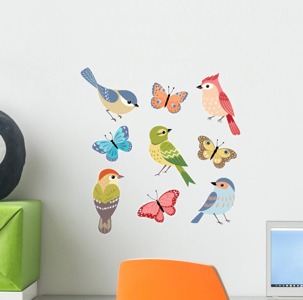 Colorful Birds Wall Decal Sticker Set Wallmonkeys Individual Peel and ...