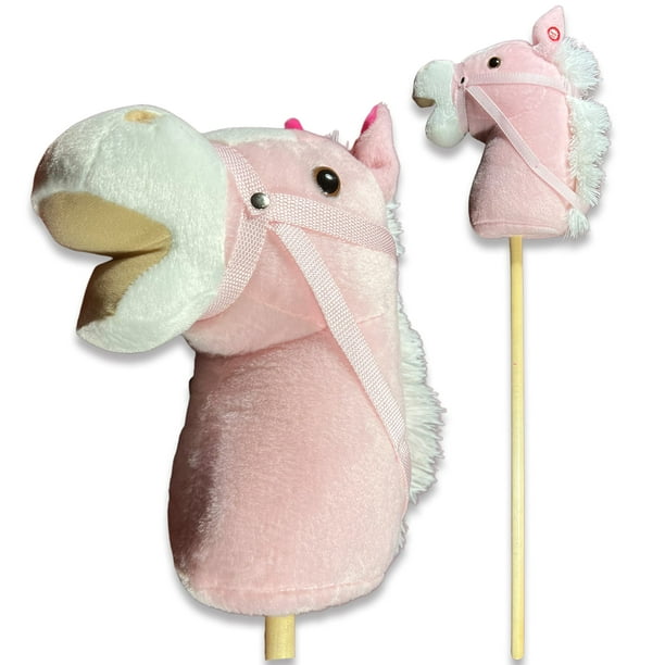 Nature Bound Stick Horse Pink Plush Handcrafted Hobby Horse Provides ...