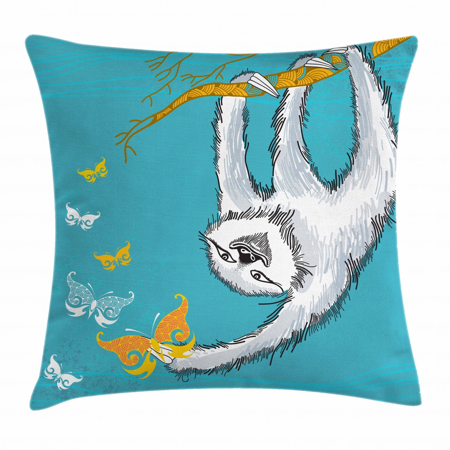 Sloth Throw Pillow Cushion Cover, Sketchy Sloth with Decorative ...