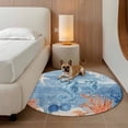 6ft Round Rug Blue Red Seahorse Coastal Area Rugs for Living Room ...