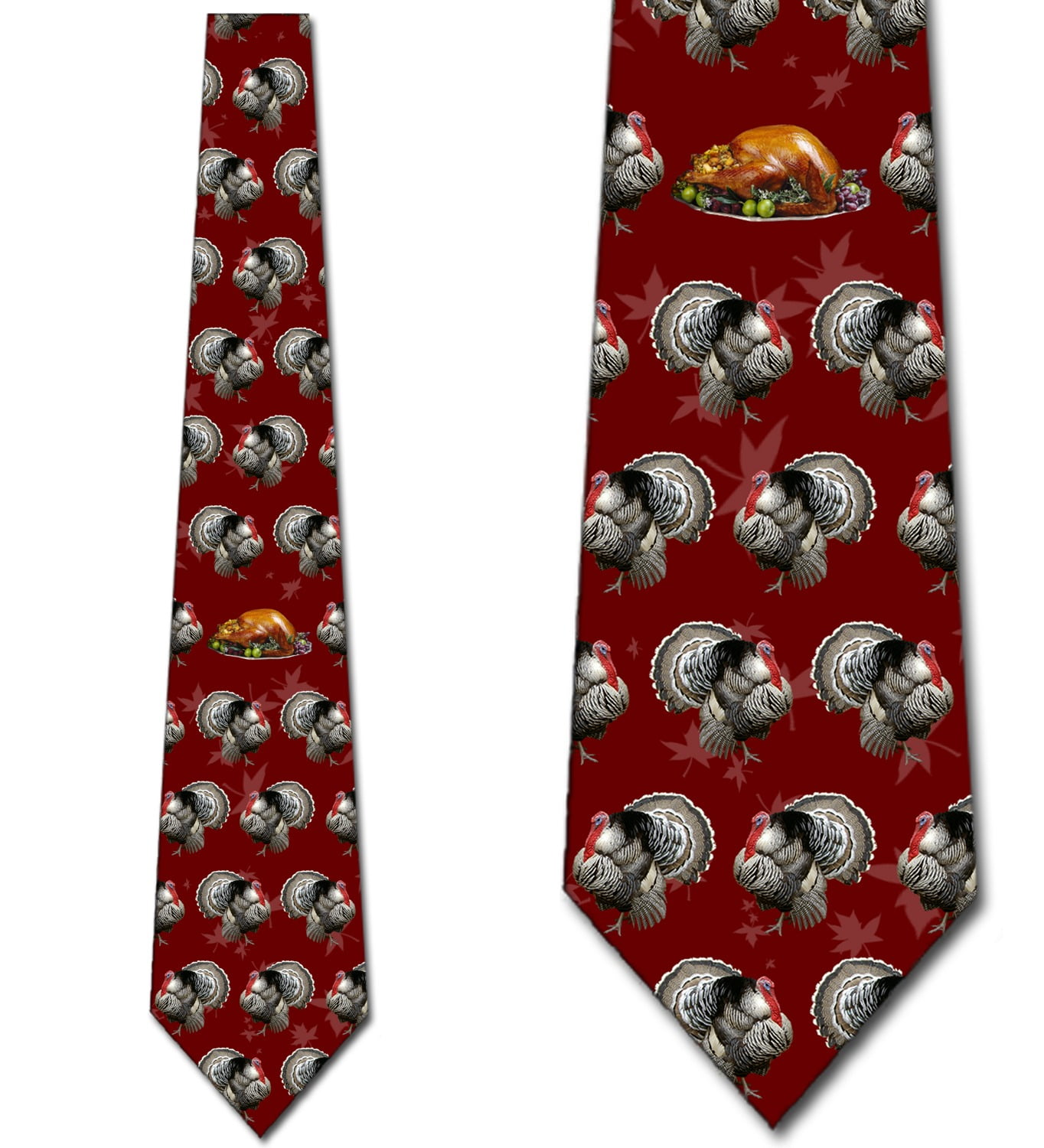 Turkey Dinner Maroon Ties Mens Thanksgiving Necktie by Three Rooker ...