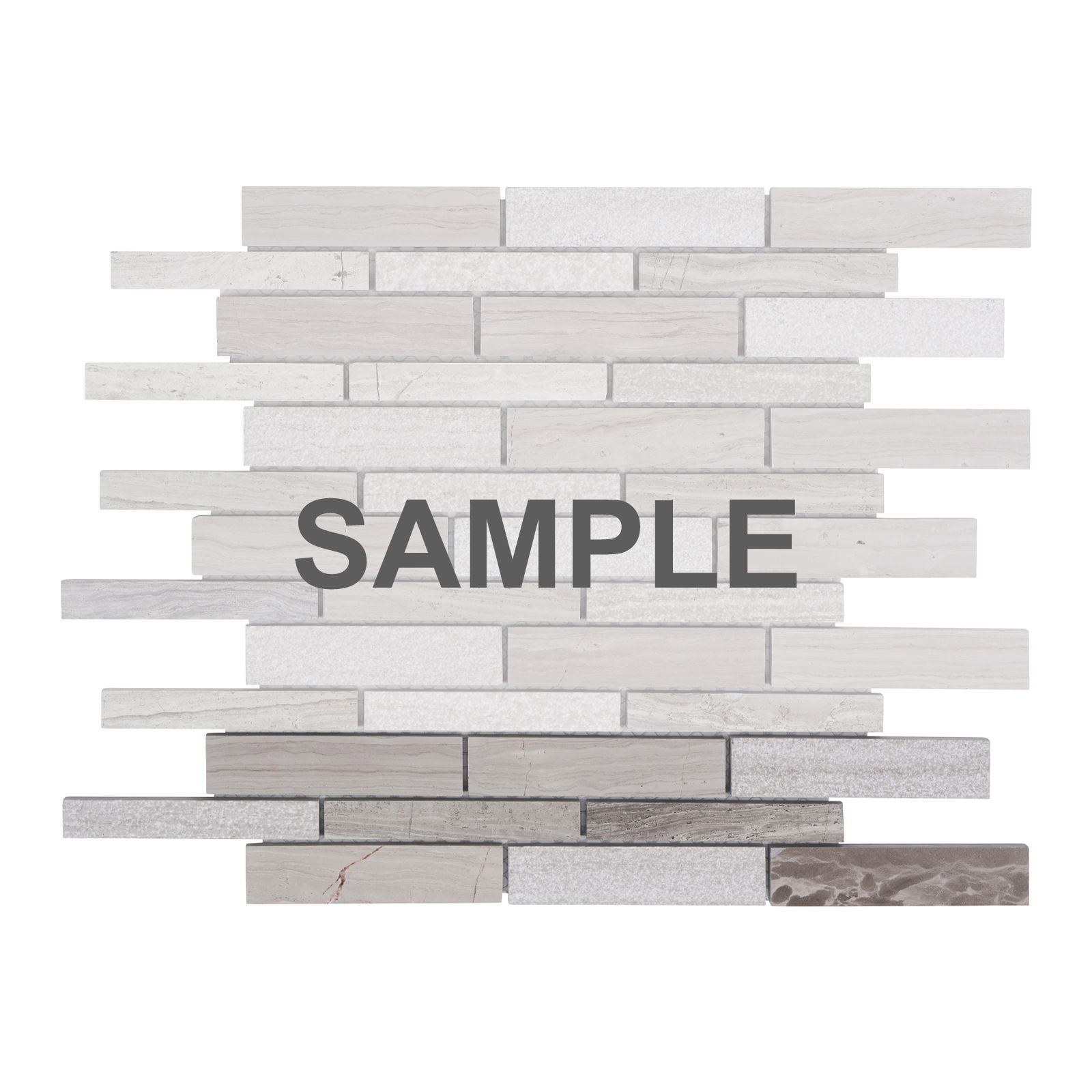 Buy Sample - Taupe Gray Linear White Oak Marble Stone Linear Mosaic ...