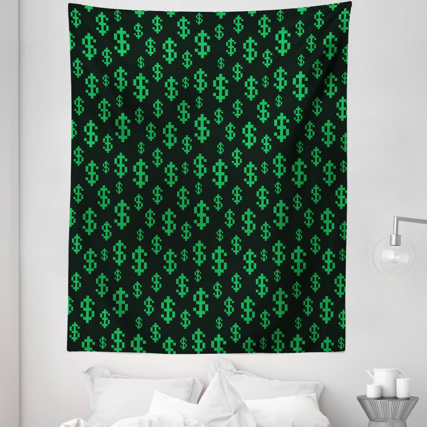 Money Tapestry, Pixel Art Inspirations in Eighties Style Dollar Sign ...