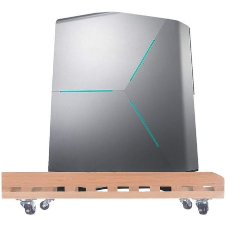 CPU Stand Mobile PC Cart Holder with Steel Caster, Solid Wood Computer ...