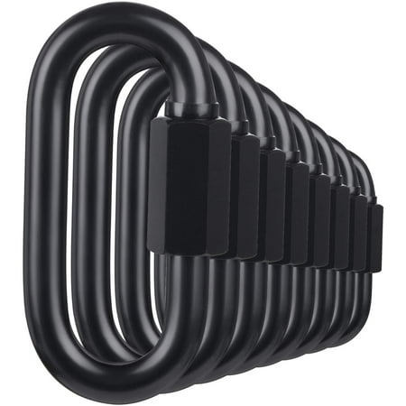 D-shaped locking carabiner, black quick link link, heavy-duty and ...