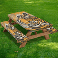 ADECORIVY Watercolor Tiger Picnic Table Cover with Bench Covers ...