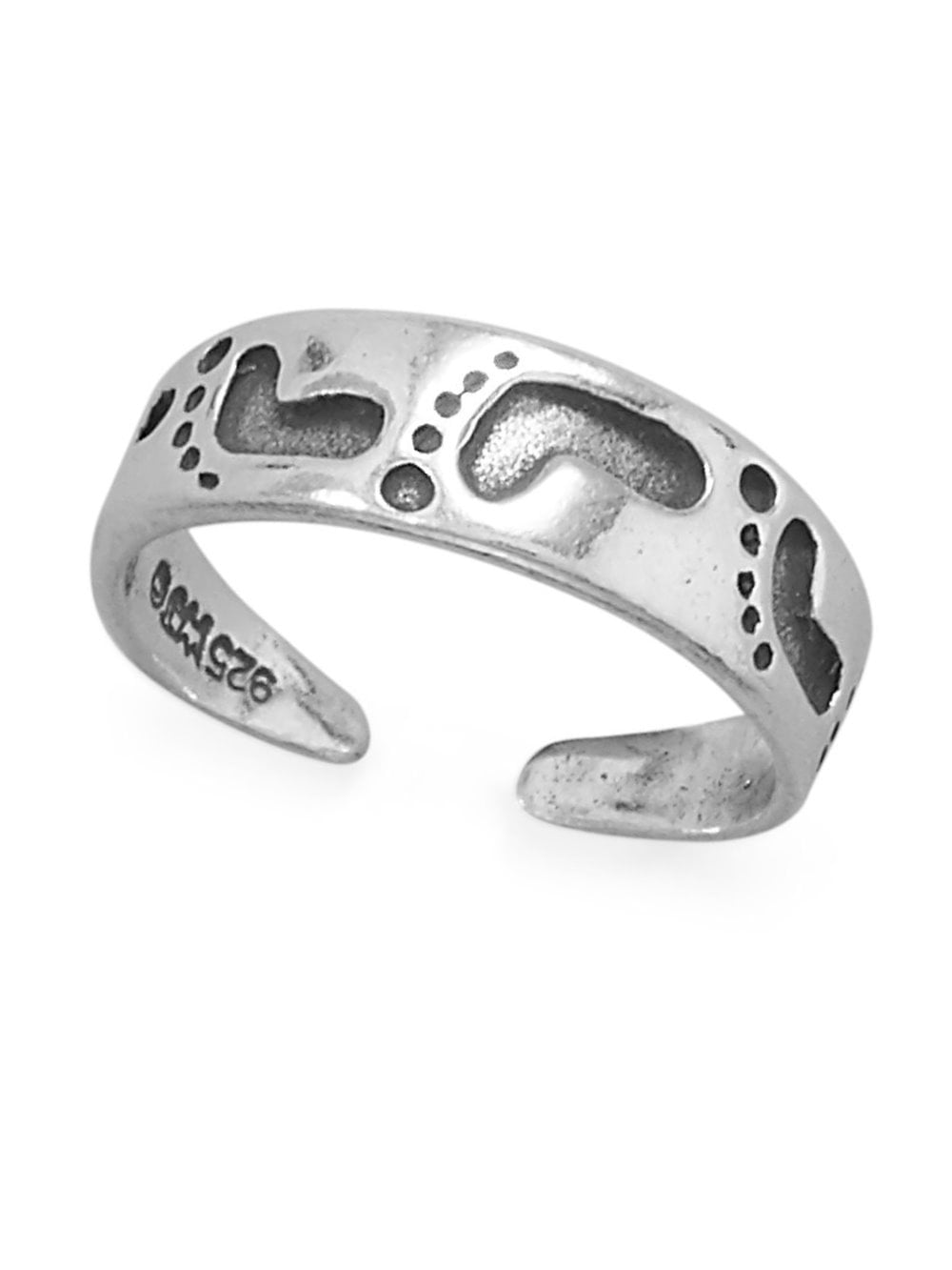 Toe Ring Feet Footprints in the Sand Design Antiqued Sterling Silver ...