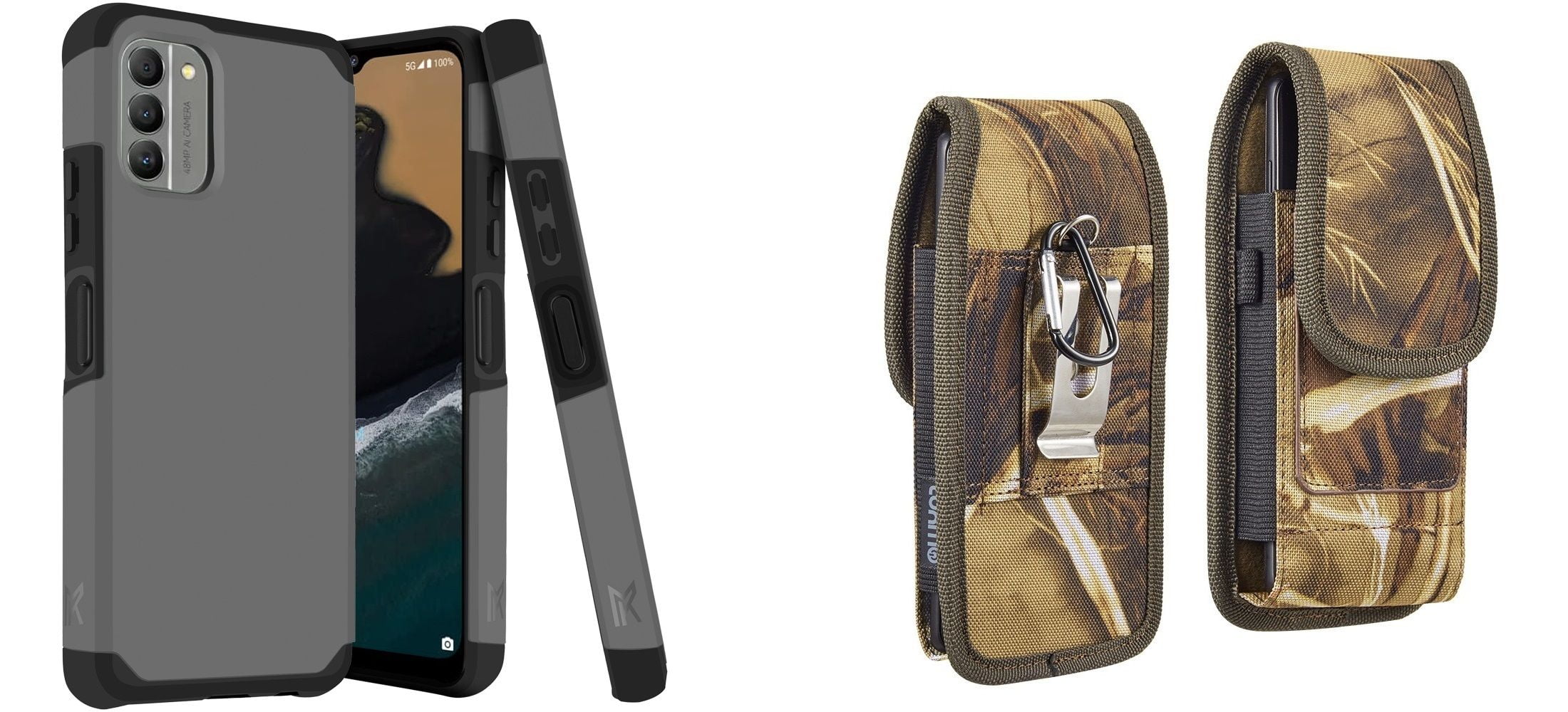 MK Armor Case for Nokia G400 5G and Vertical Nylon Belt Holster (Gray ...