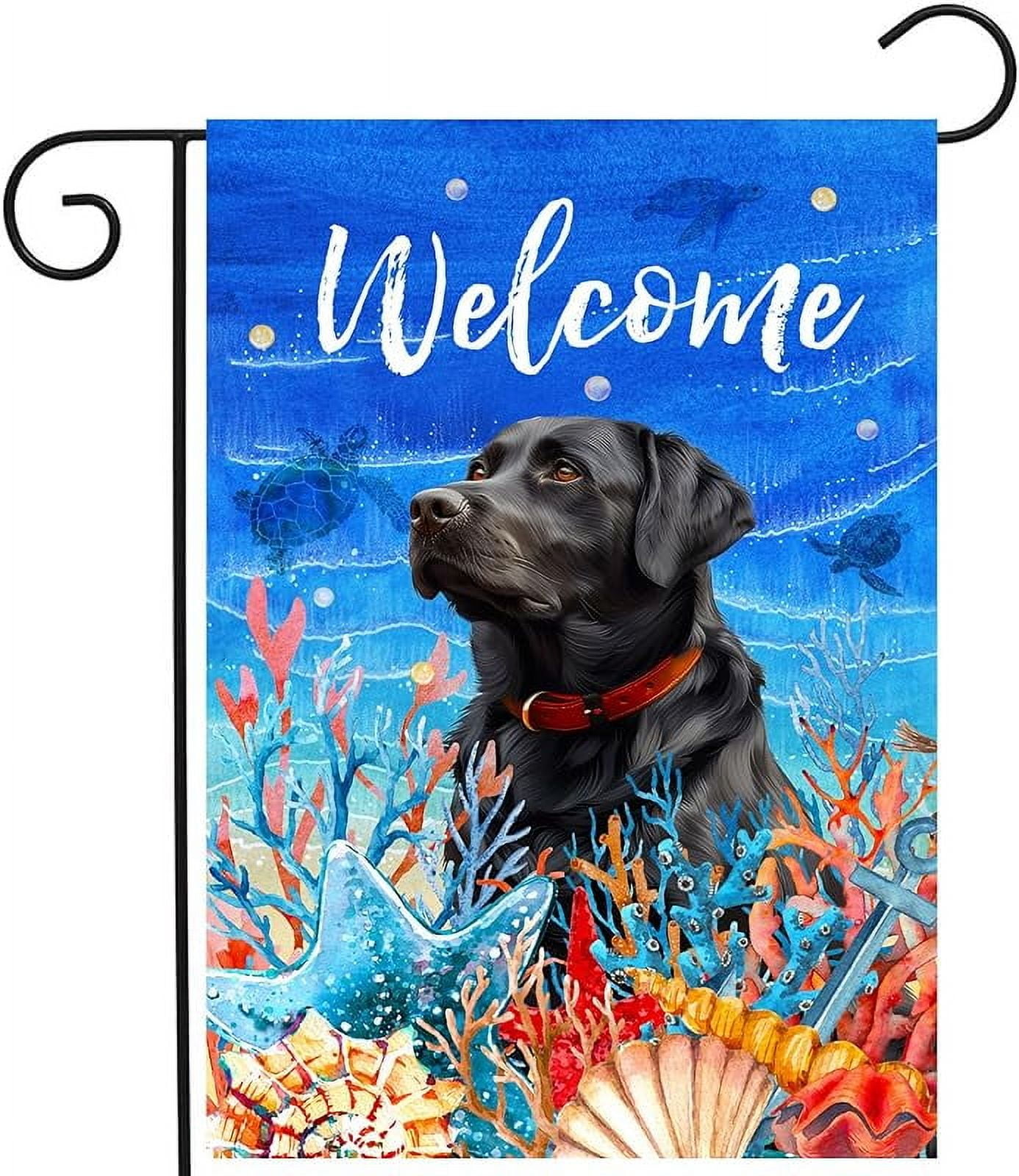 Bandera de jardín de primavera y verano con diseño floral para perro ...