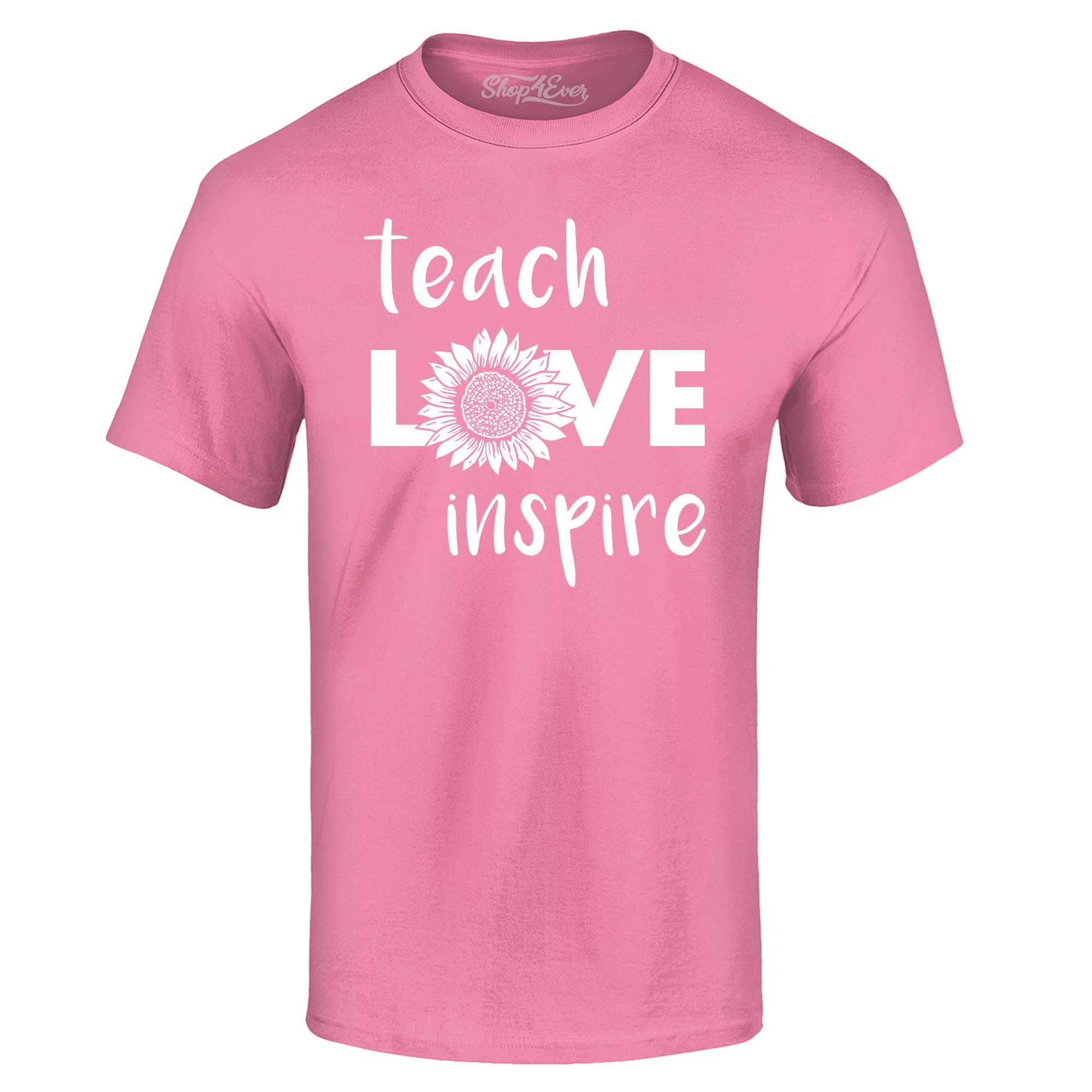 Shop4ever Mens Teach Love Inspire Sunflower Teacher Graphic T Shirt